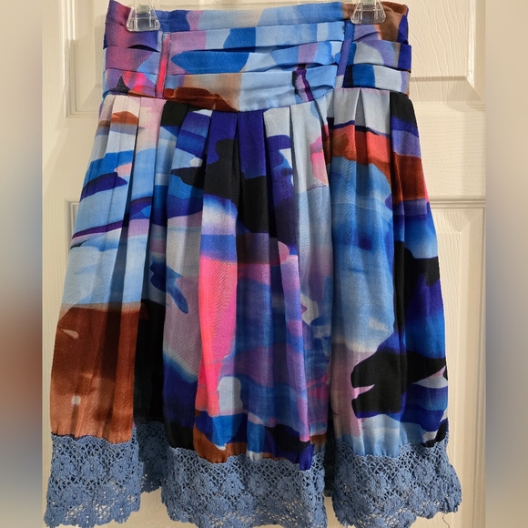 Skirts | Multicolor Pleated Skirt With Lace Hem | Poshmark